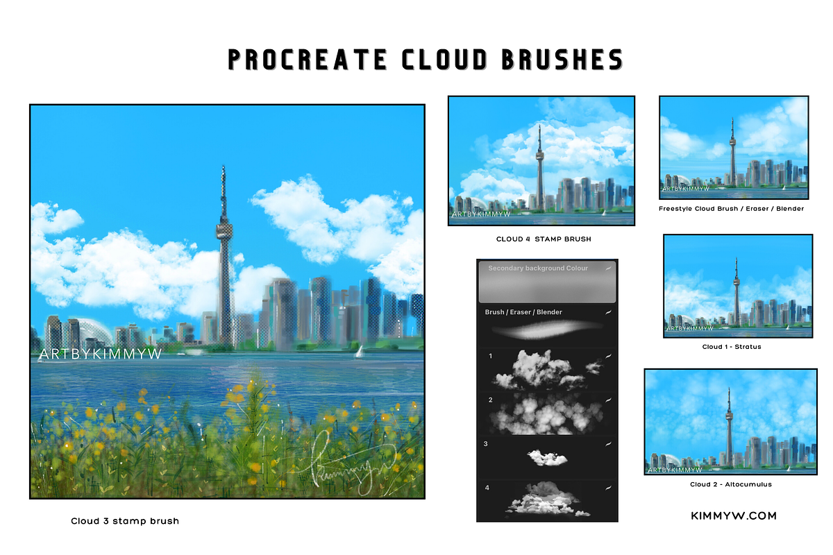 50 Procreate Cloud Brushes Hi-res, a Brush Add-On by Artbykimmyw