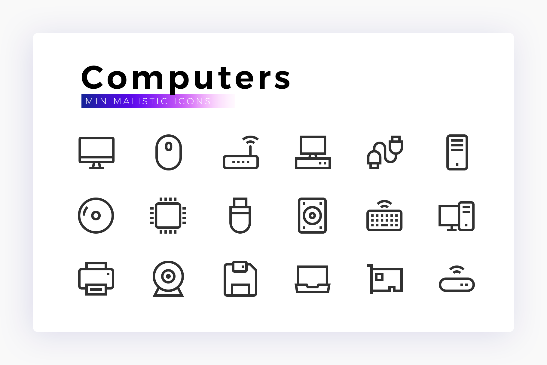 Computers Minimalistic Icon Set, an Outline Icon by P.F. Creative Lab