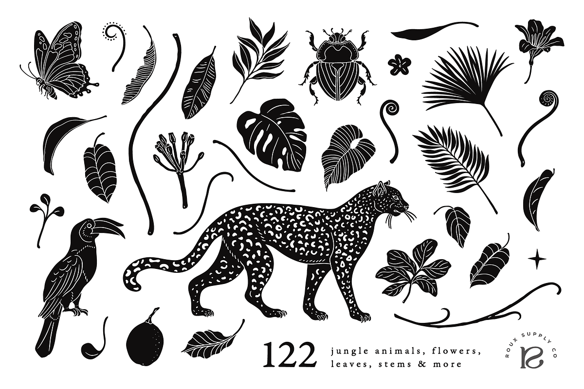 Twilight Tropics Vector Collection, an Animal Illustration by rouxsupplyco