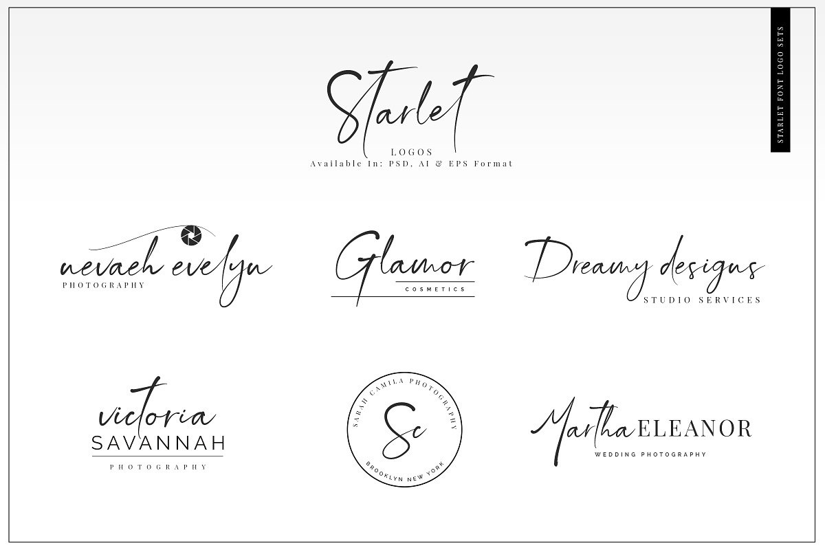 Starlet Script Font + 12 Logos, a Script Font by SNIPESCIENTIST