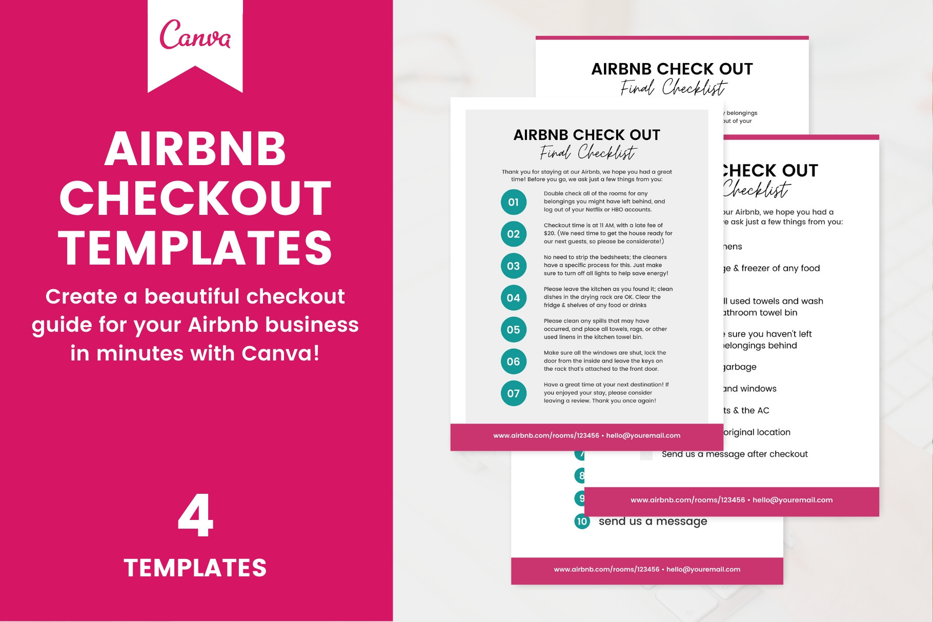 Airbnb Checkout Templates Canva, a Brochure Template by Fallon Gerst