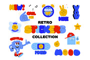 Trendy Retro Stickers Collection, an Illustration by Creative Graphics
