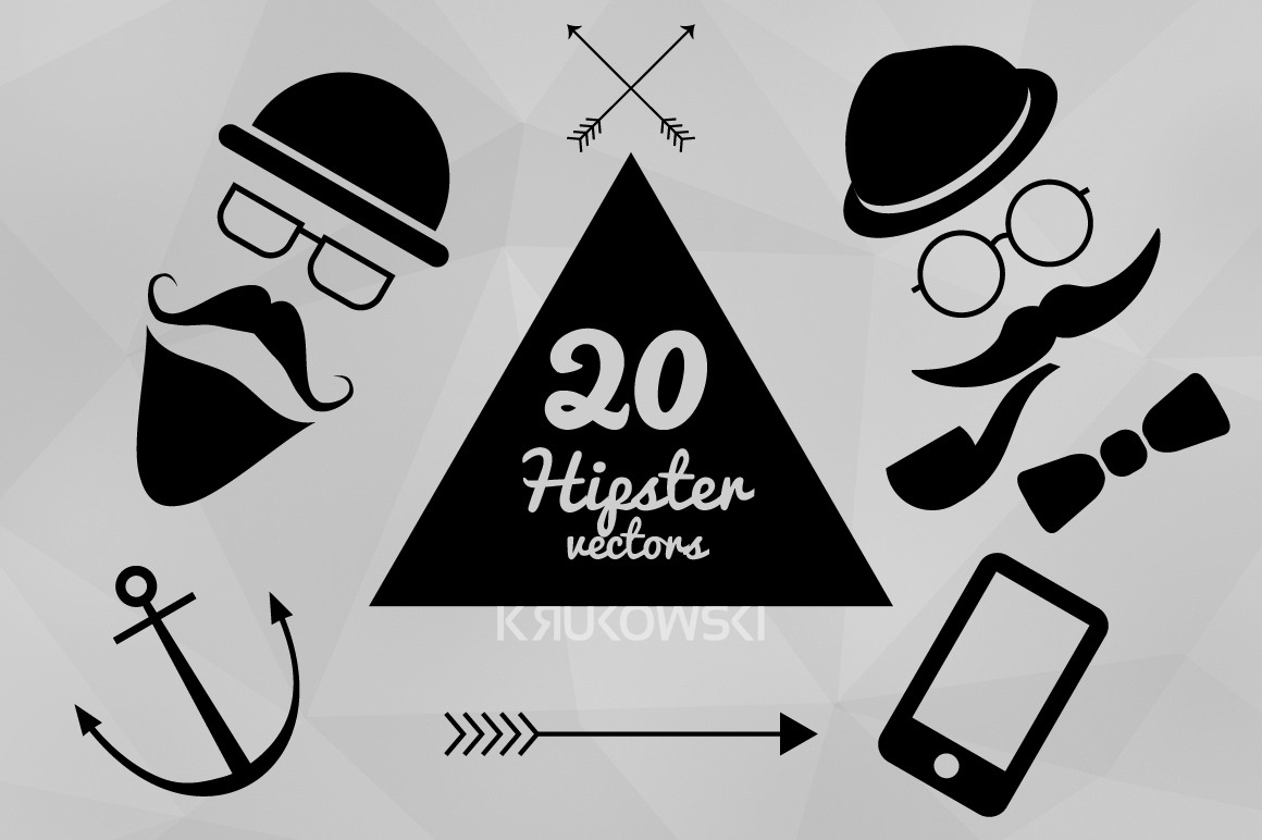 Hipster Vectors Set, an Object Illustration by Krukowski Graphics