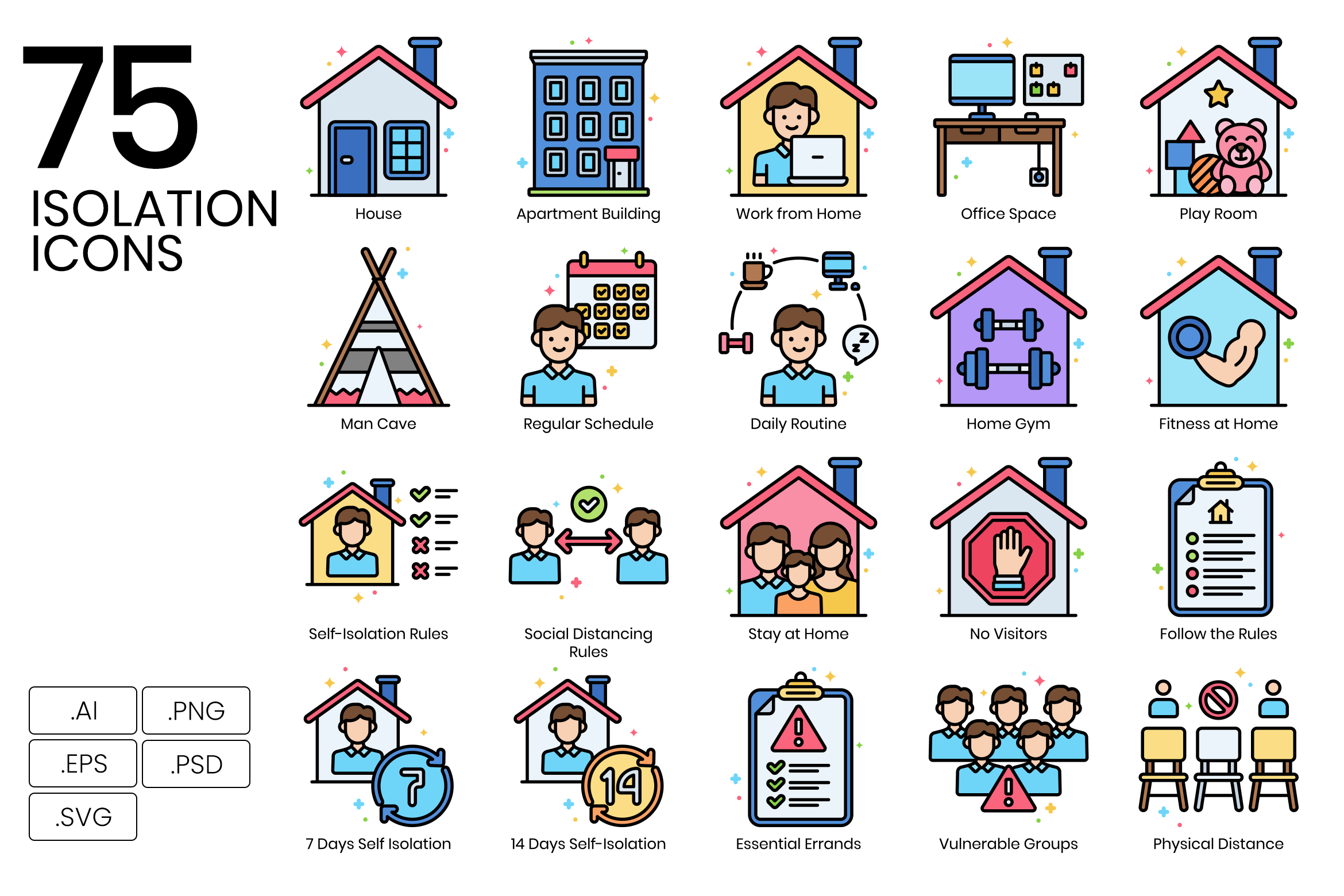 75 Isolation Icons | Vivid Series, an Outline Icon by Flat Icons