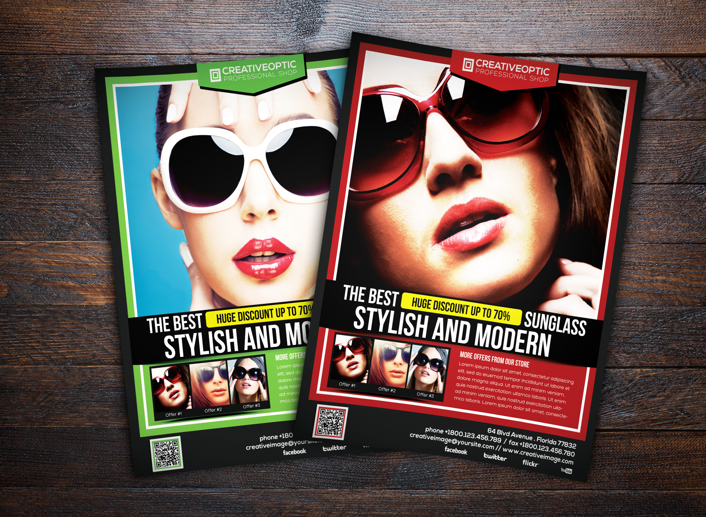 Sunglasses Store Promotion Flyer, a Flyer Template by Design Addict