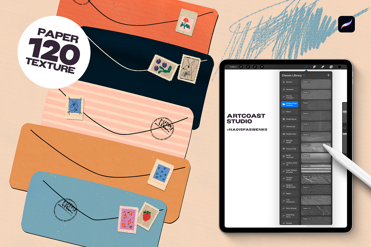 Modern Paper - Procreate Textures, a Brushes & More by Spasibenko Art
