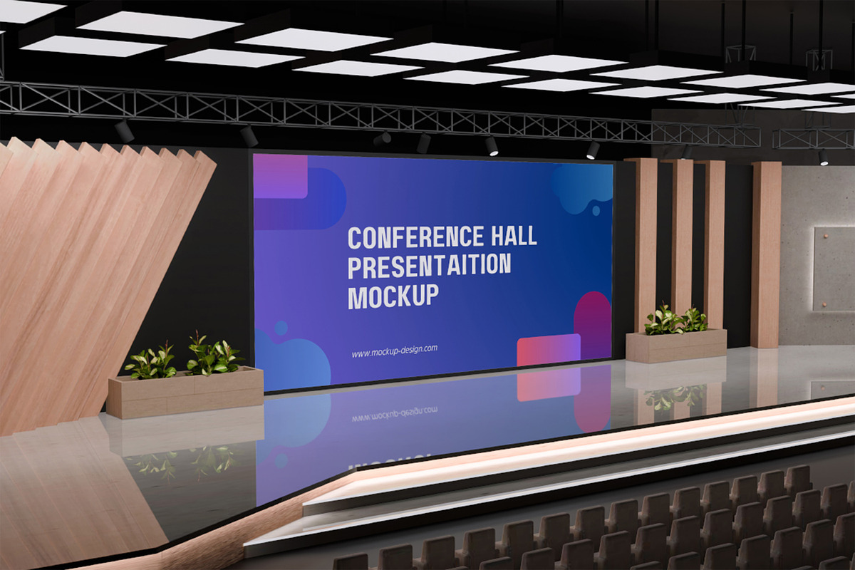 Conference Hall Mockup, an Advertising Mockup by xavier_studio
