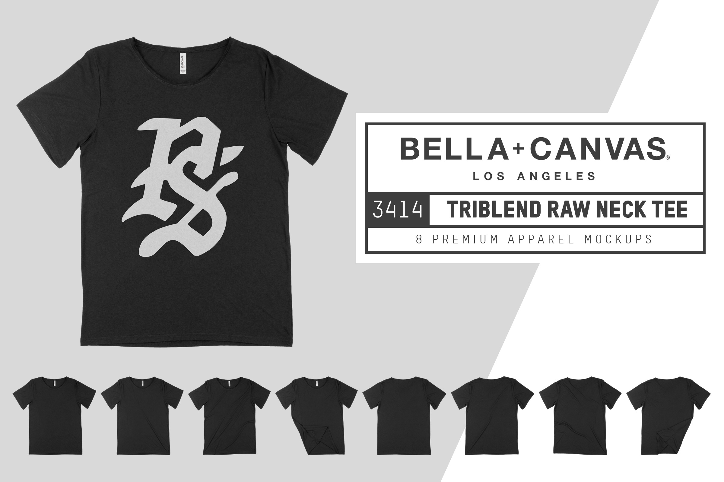 Bella Canvas 3414 Raw Neck Tee Mocks, a Shirt Mockup by Pixel Sauce™