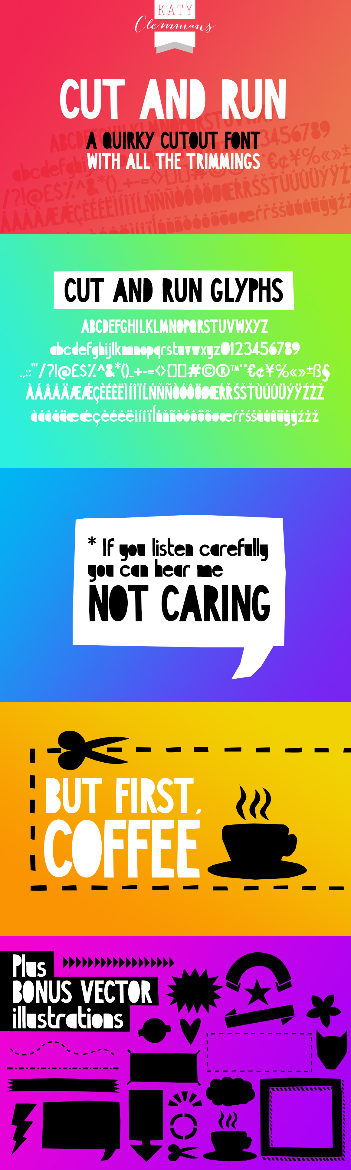 CUT AND RUN font, a Sans Serif Font by Katy Clemmans