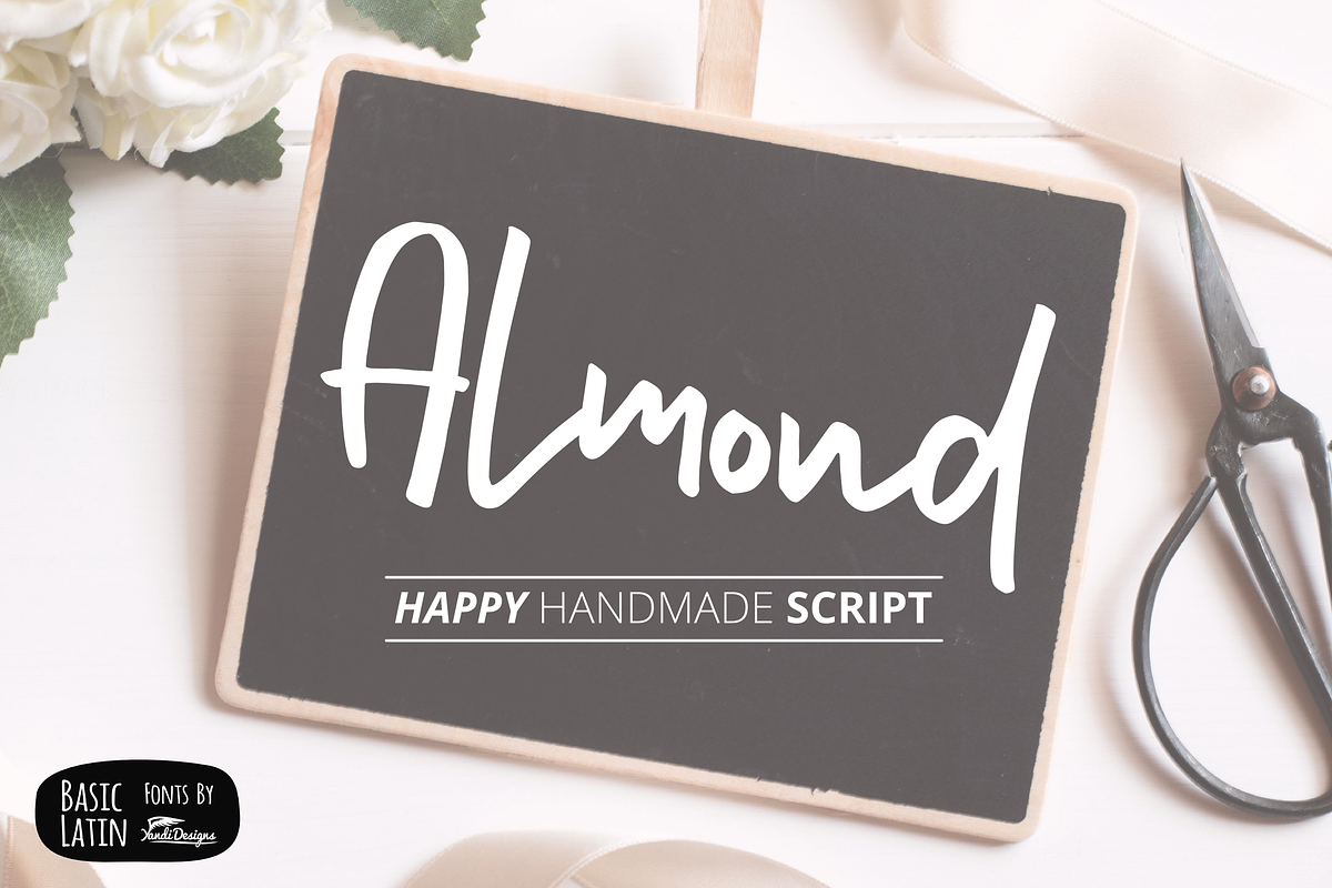 Almond Hand Lettering Script Fonts, a Script Font by YandiDesigns