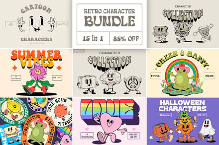 50 File Retro Graphics Bundle | Illustrations ~ Creative Market
