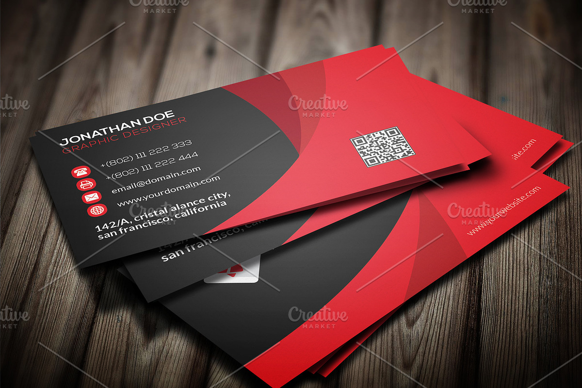 Red Business Card, a Business Card Template by Cristal Pioneer