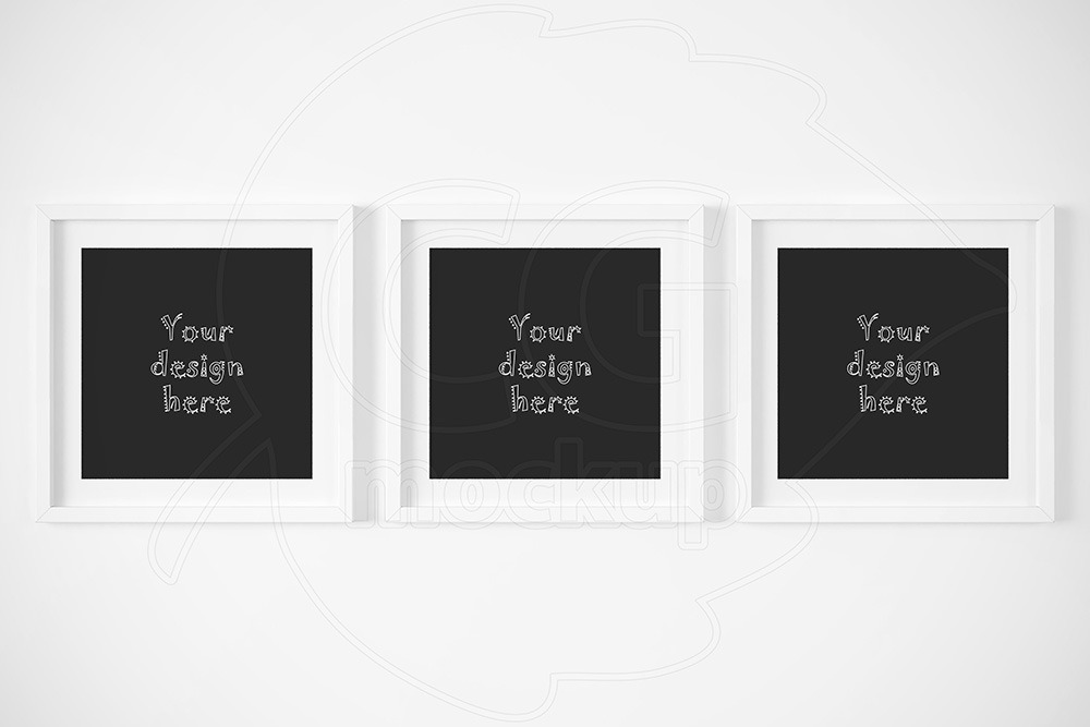 Set of 3 square matted frame mockups, a Print Template by CGmockup