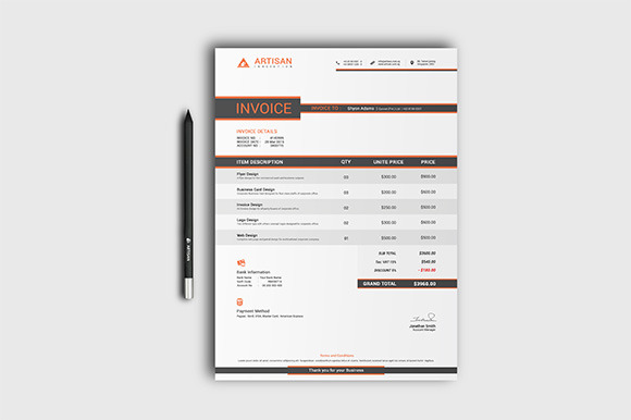 Invoice, a Stationery Template by artisanHR