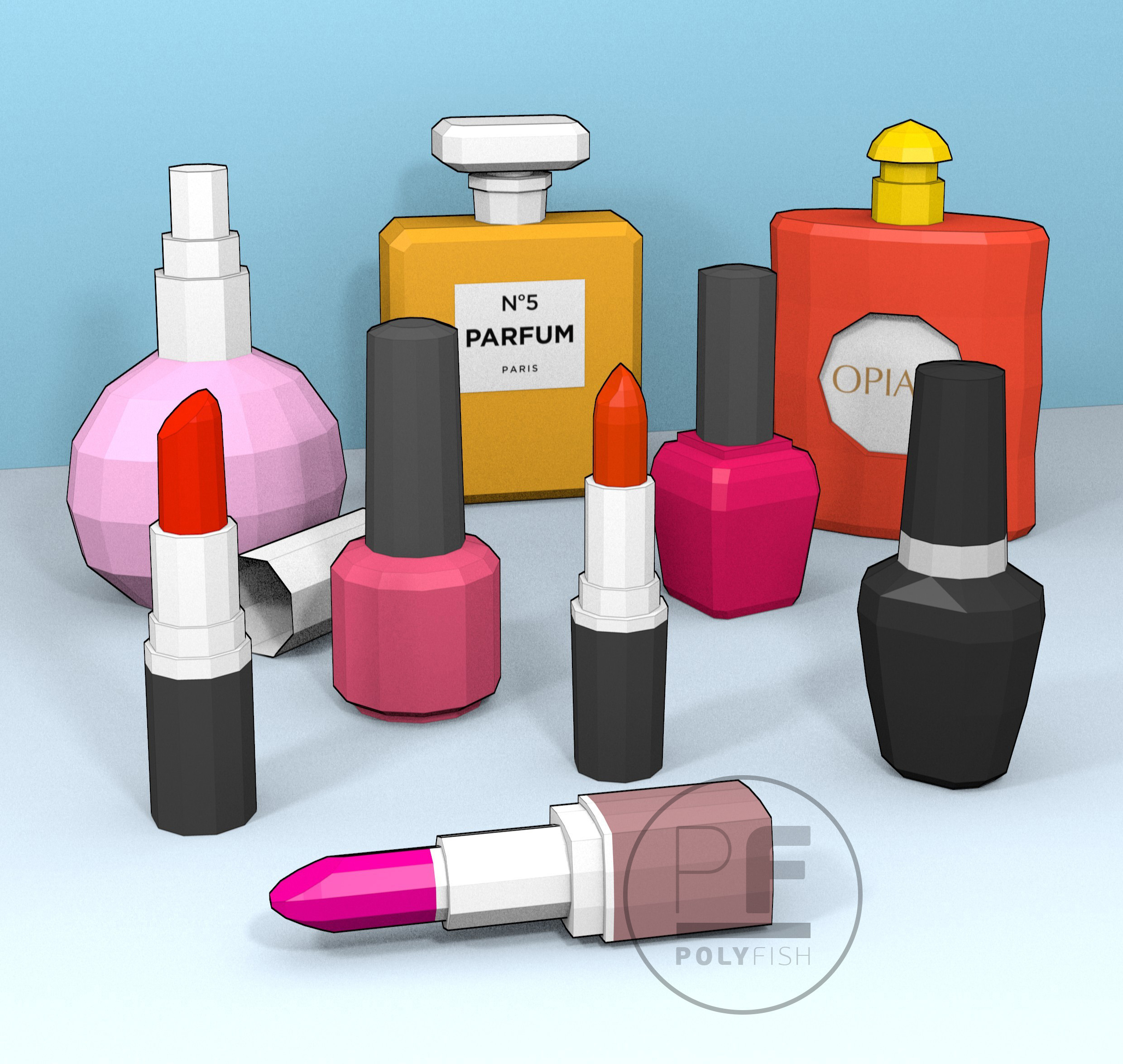 DIY Polygonal cosmetics 3D model | Templates & Themes ~ Creative Market