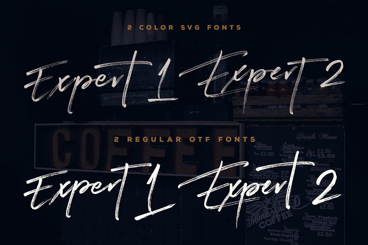 Expert Brush & SVG Font, a Script Font by Cruzine