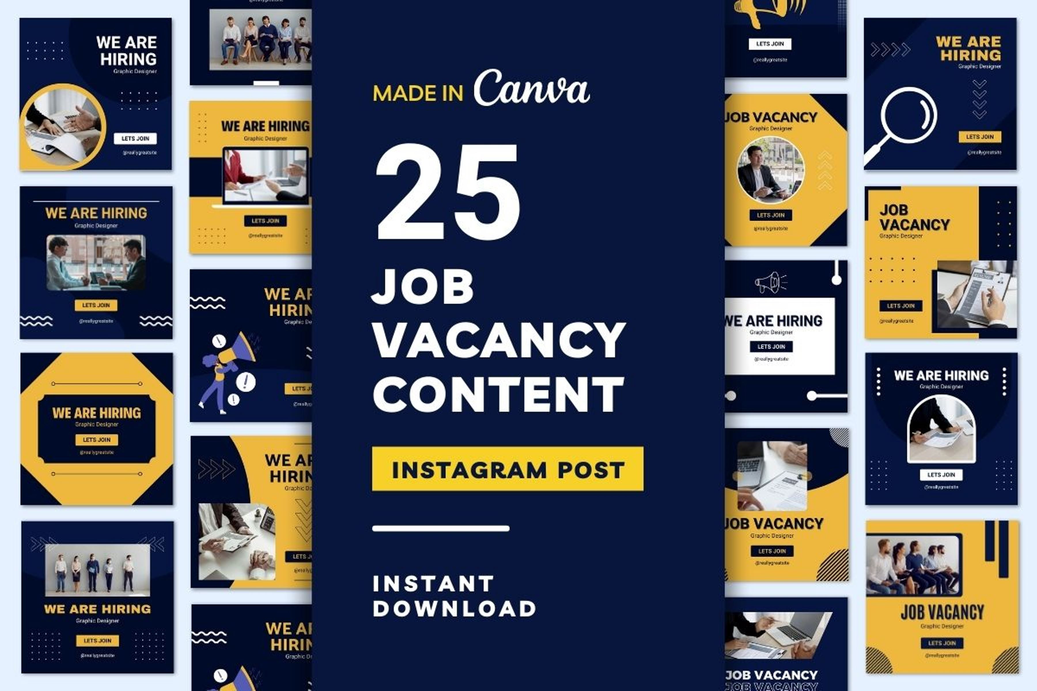Job Vacancy Content Instagram Posts, a Social Media Template by emcrea