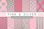 Pink & Silver Digital Paper, a Pattern Graphic by La Boutique dei Colori