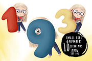 Cute Girl with numbers, an Education Illustration by Julia_Raketic
