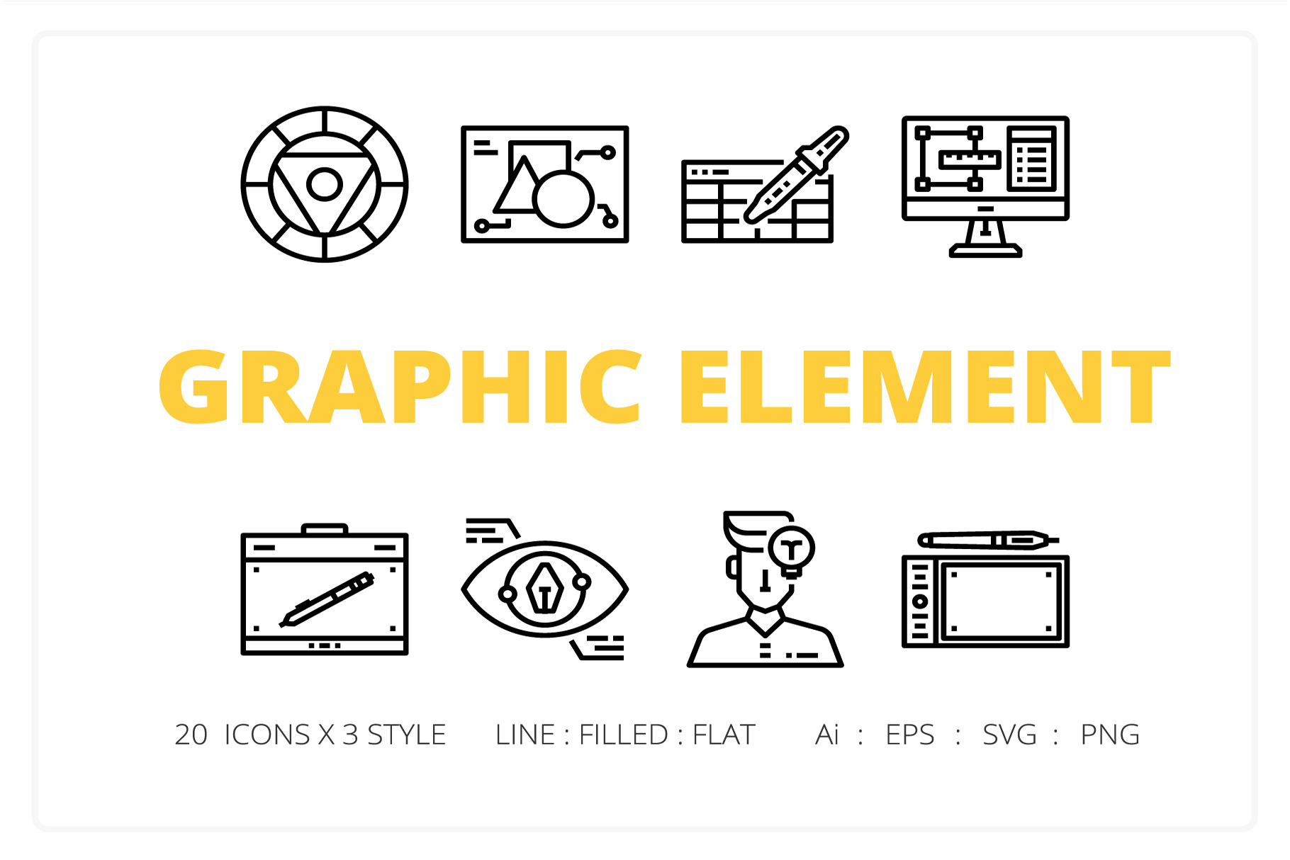 GRAPHIC ELEMENT ICONS PACKS, an Outline Icon by LINECTOR