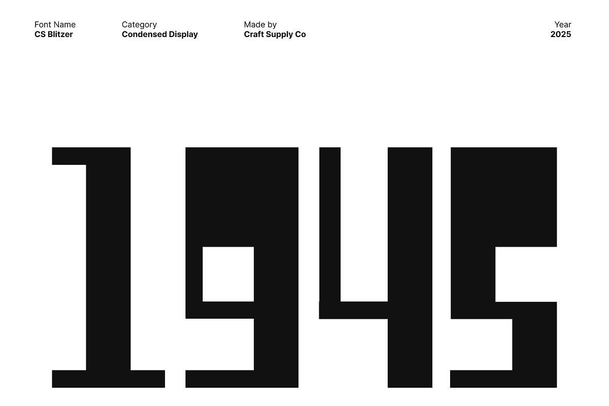 CS Blitzer – Brutalist Display Font, a Sans Serif Font by Craft Supply Co.