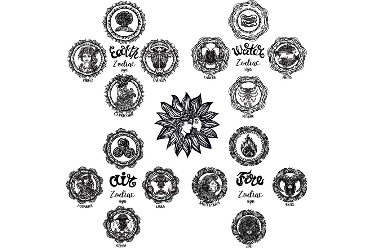 Set of beautiful zodiac signs, an Animal Illustration by shik-shik