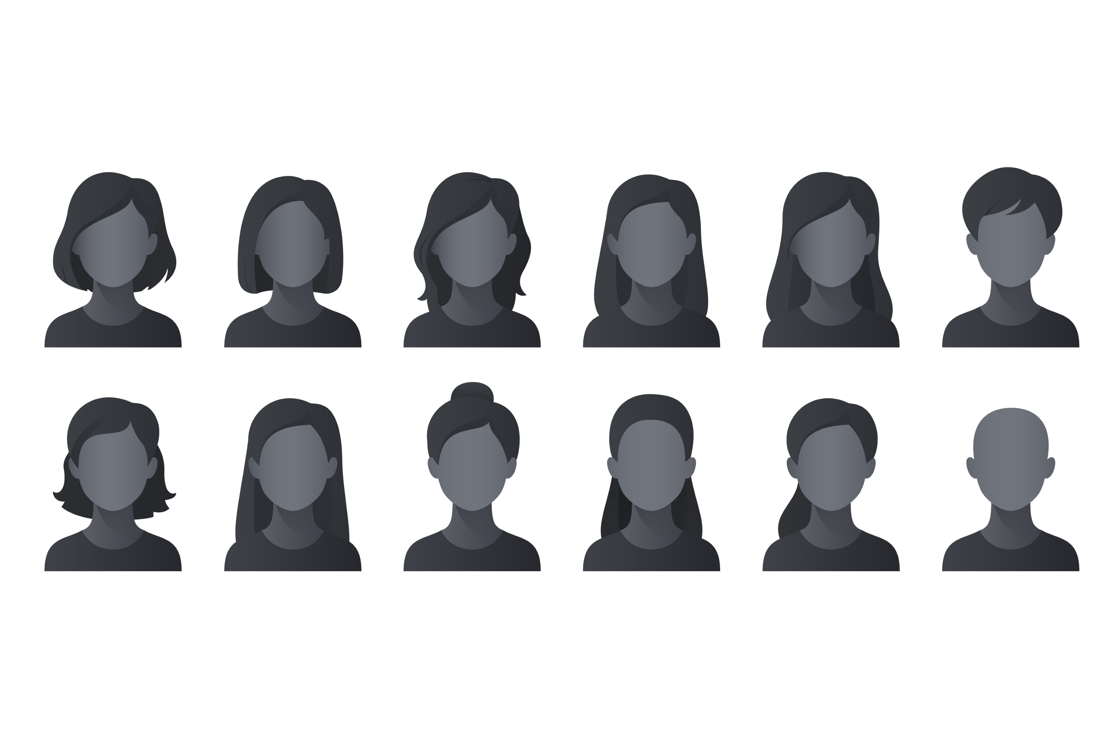 Woman hair s icons, an Object Illustration by Lemberg Vector