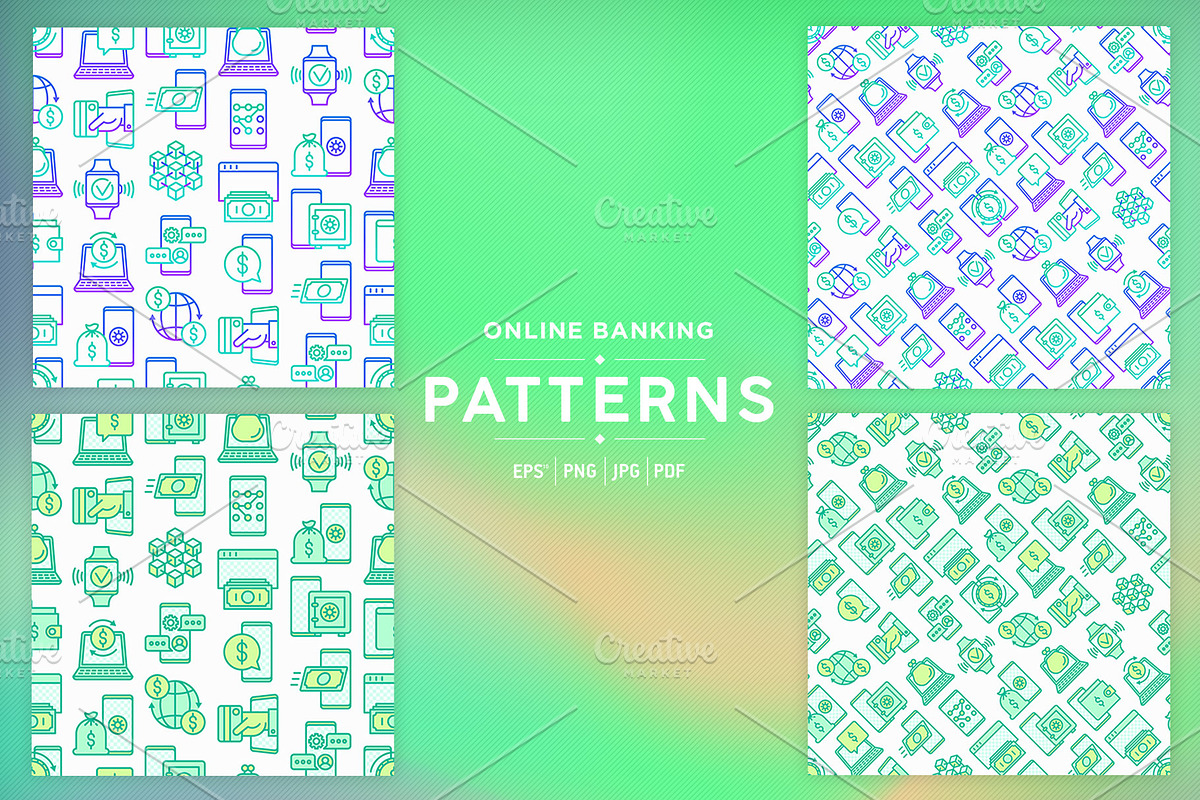 Online Banking Patterns Collection, a Pattern Graphic by Alex Blogoodf