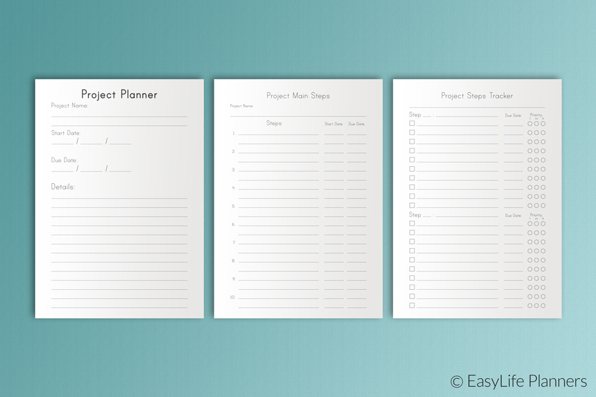 Project Planner A5 Printable PDF, a Templates & Theme by EasyLifePlanners