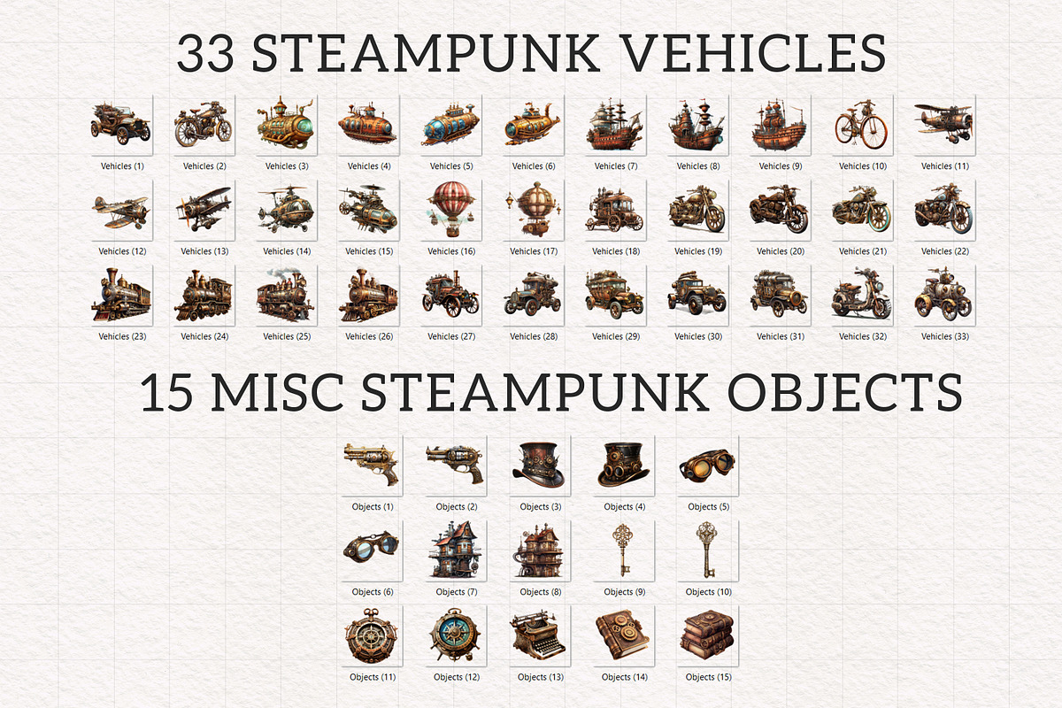 Steampunk Mega Bundle, an Object Illustration by PaintPixelCo