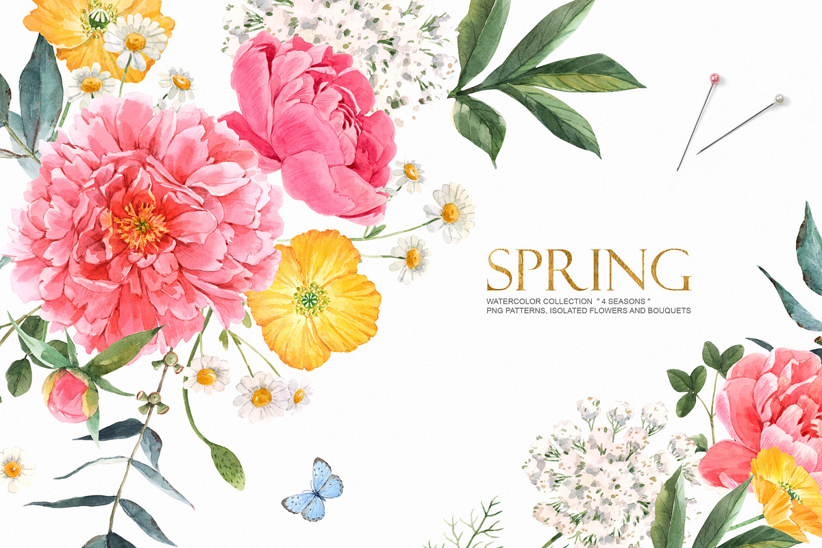 Spring Watercolor PNG Set, an Illustration by Lembrik's Artworks ...