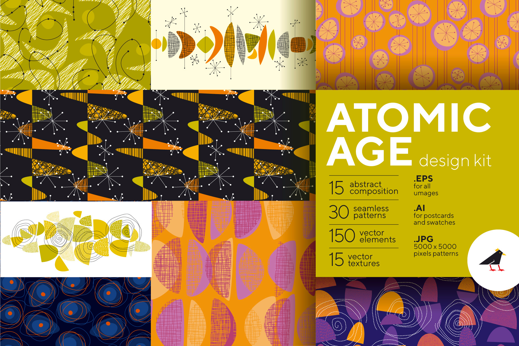 ATOMIC AGE style vector collection, a Pattern Graphic by Gala Patterns