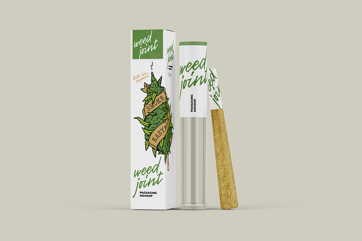 Weed Joint Pre-Roll Packaging Mockup, a Product Mockup by easymock 2