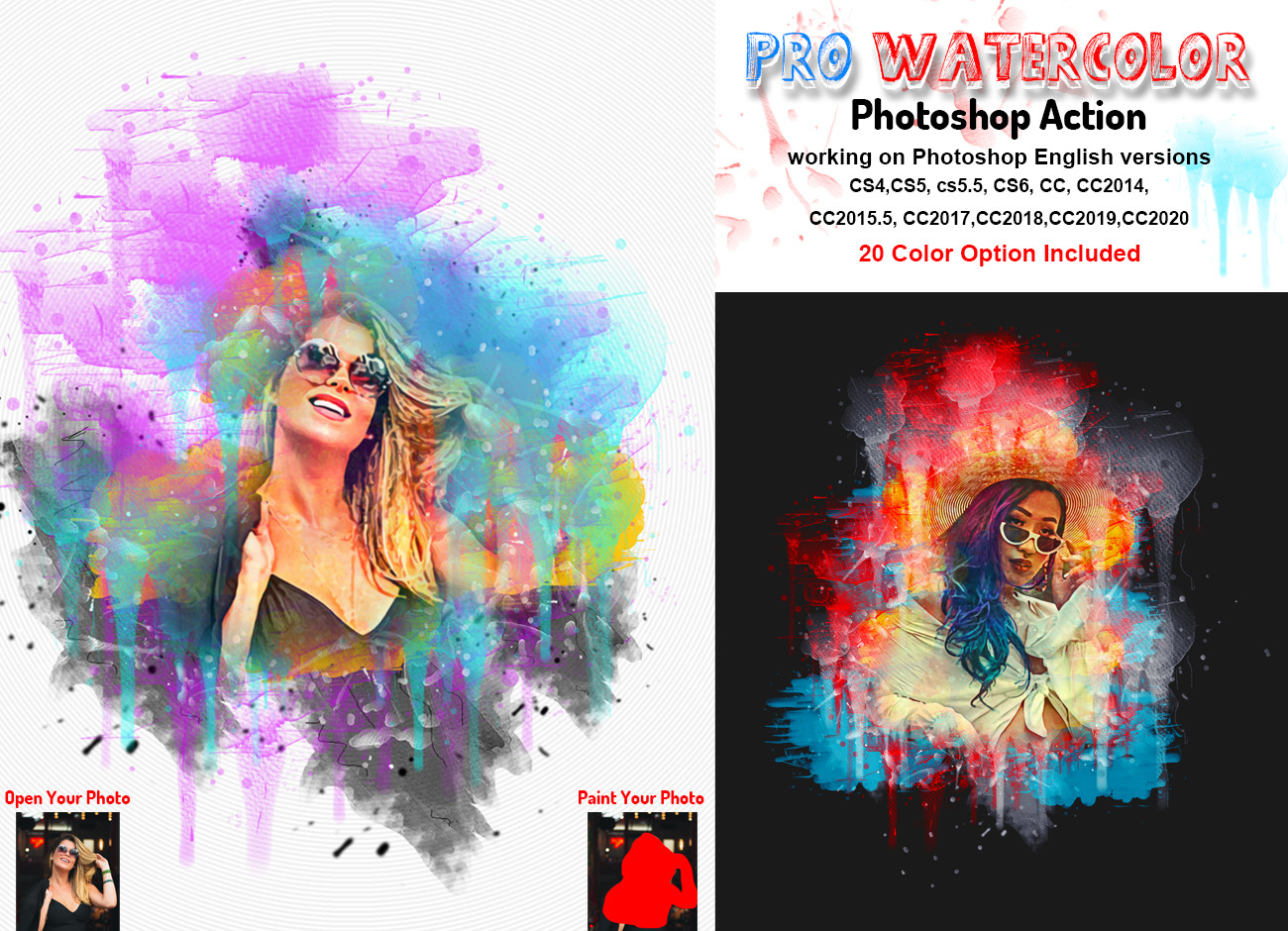 Pro Watercolor Photoshop Action, an Action Add-On by Studio Retouch