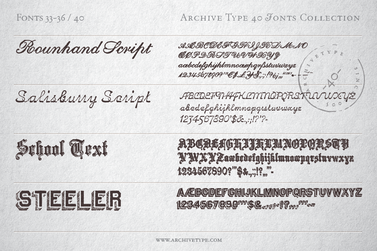 40 Archive Fonts Collection, a Script Font by Archive Type Fonts