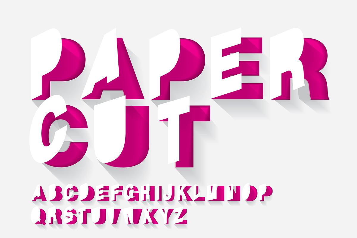 paper cut typography design vector, an Illustration by lyeyee