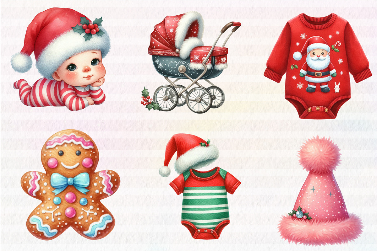 Babys 1st Christmas Festive Clipart, an Illustration by CreationArt