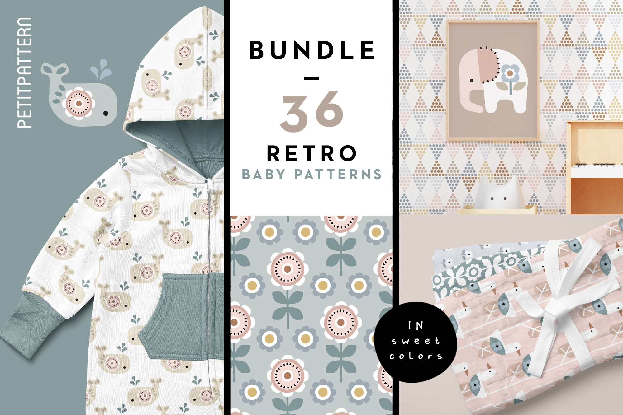 Bundle Retro Baby patterns, a Pattern Graphic by Muriel Petitpattern