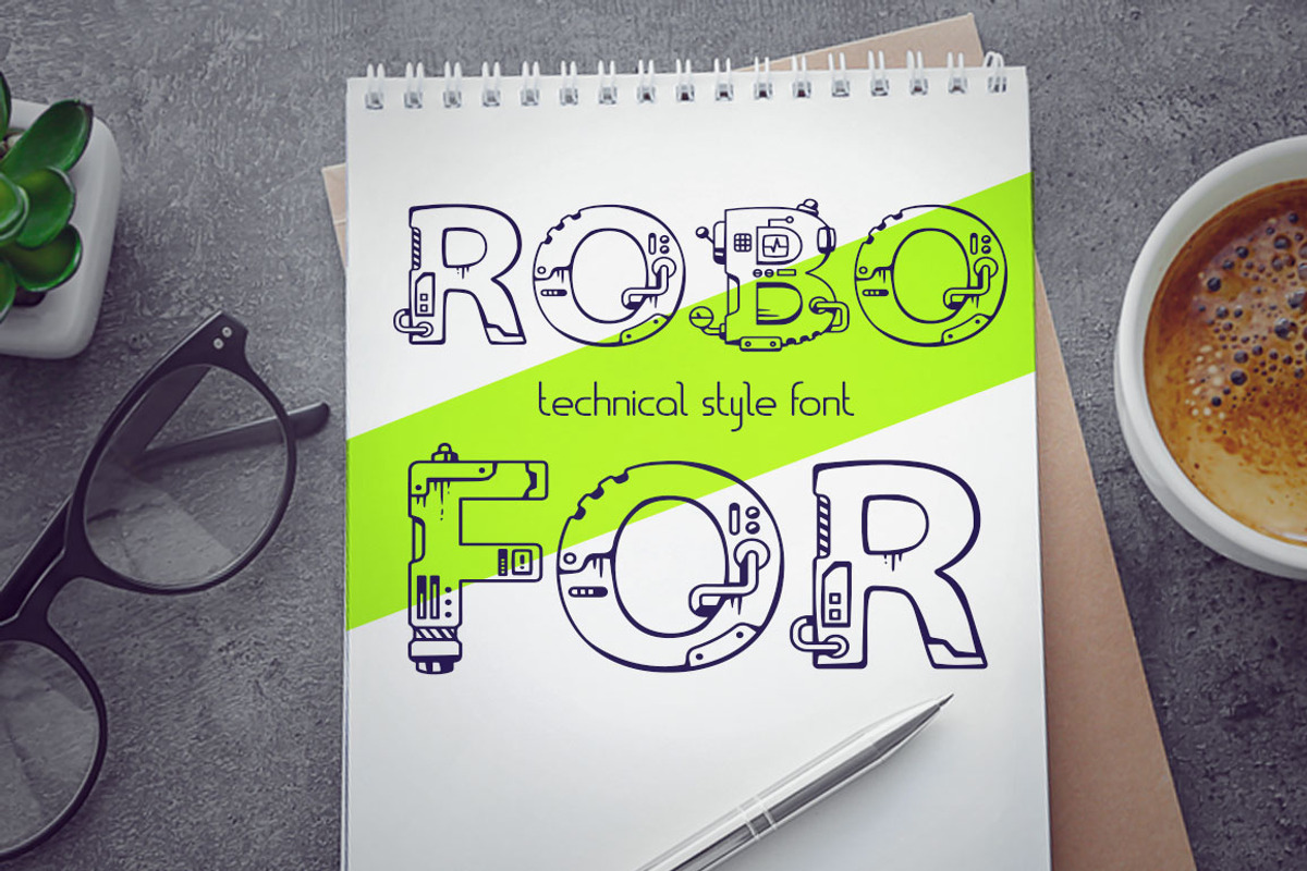 Robofor_mechanical engineering font, a Font by wowomnom