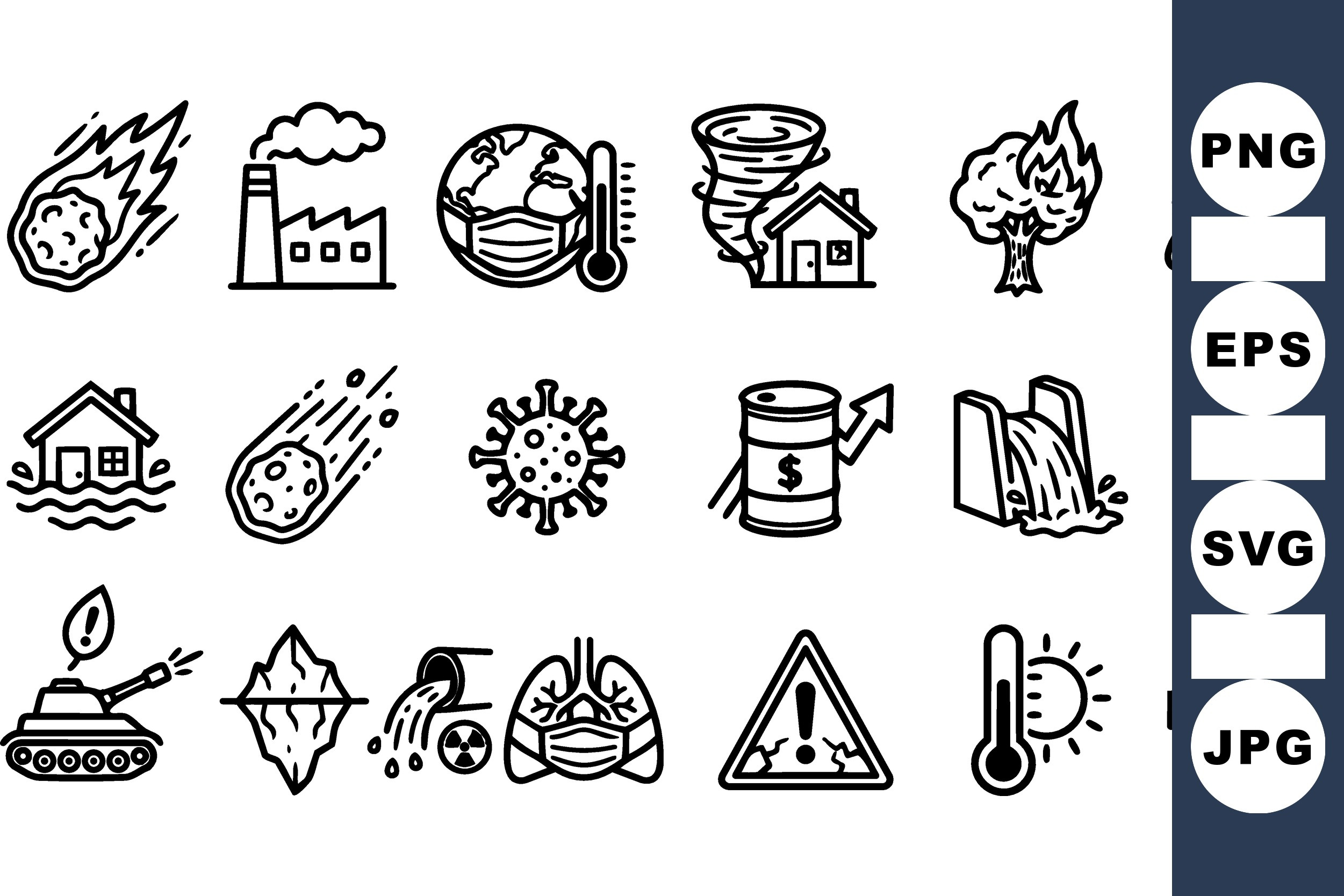 Disaster Risk Icon Pack, an Illustration by designvectx