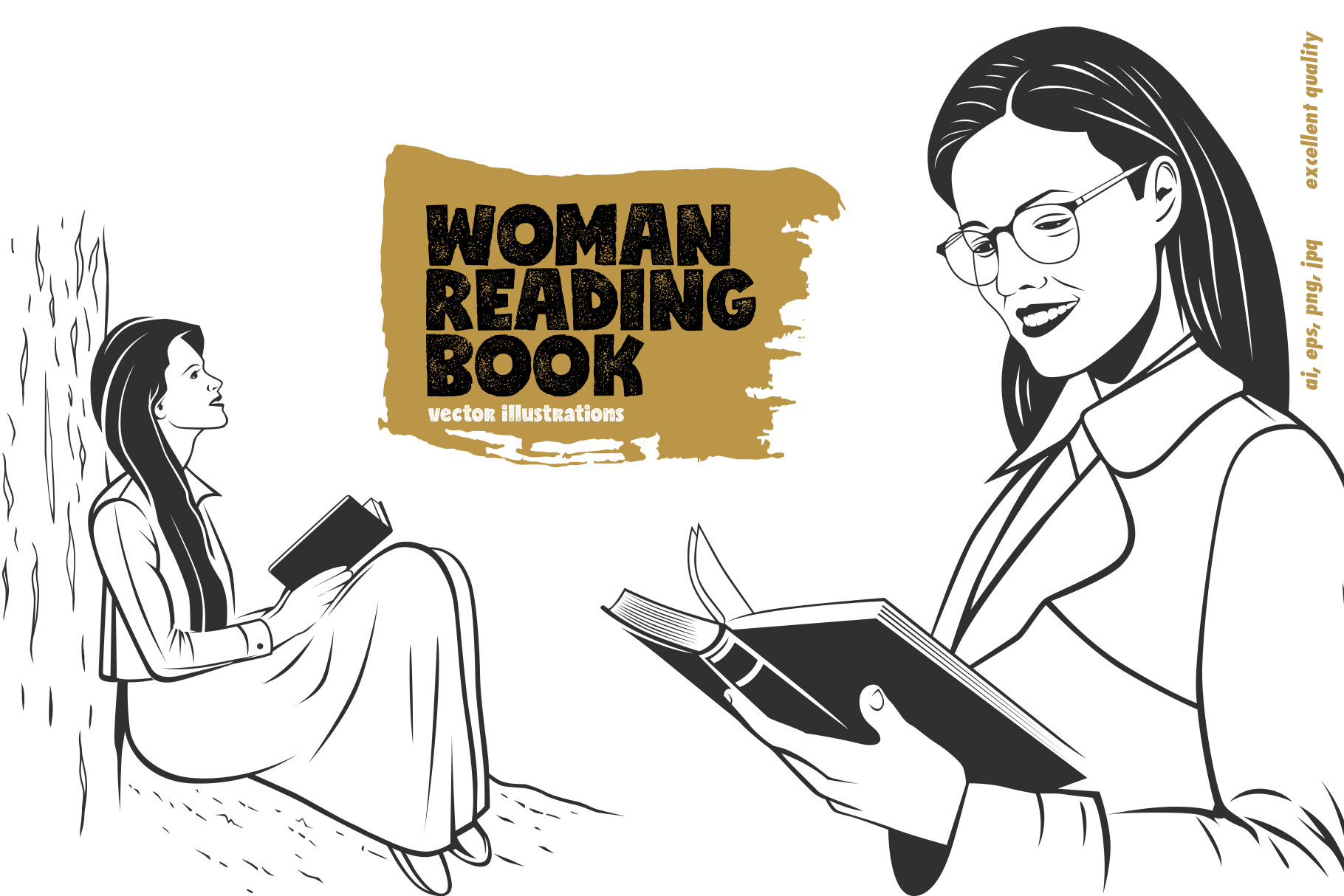 Woman Reading Book, a Templates & Theme by DOBROGRAPH
