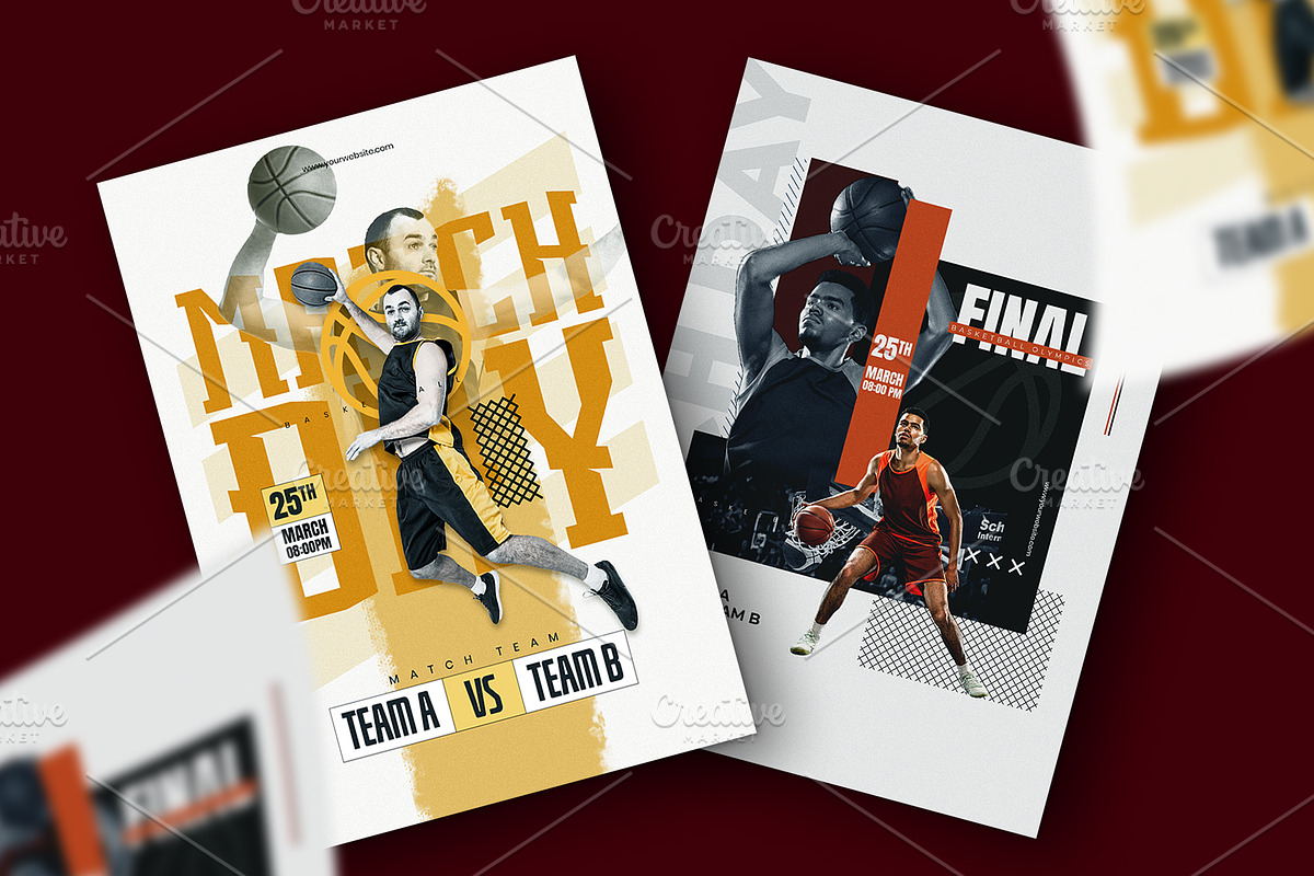 Bundle 5 Basketball Flyers Templates