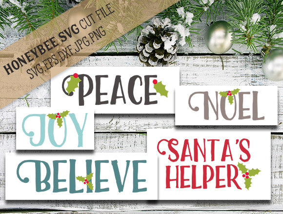 Christmas Word Bundle cut files, an Illustration by JBArt Clipart