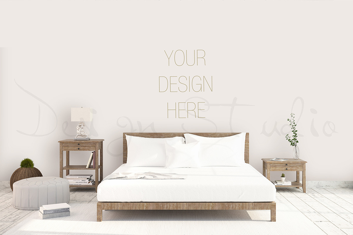 interior PSD, Bedroom photo, a Print Template by HisariDS Mockup Design