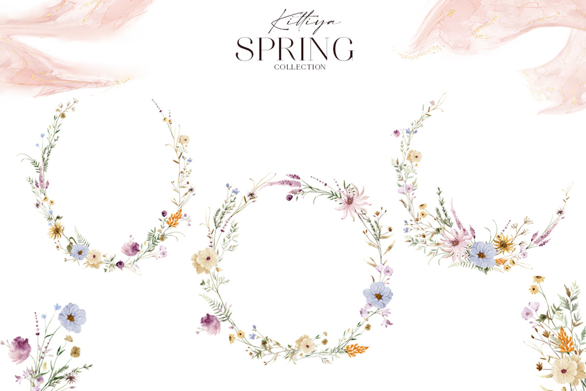 Spring flower collection, an Illustration by TheHappyGiftArt