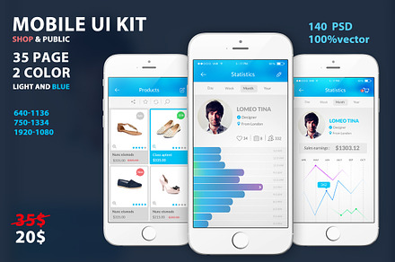 Mobile and Tablet UX UI kit, an UI Kit Template by Alireza Farzad