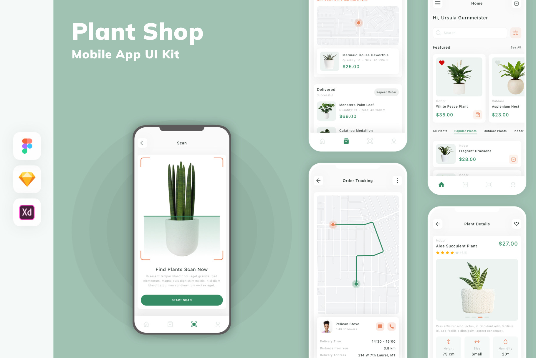 Plant Shop Mobile App UI Kit, an UI Kit Template by uicube
