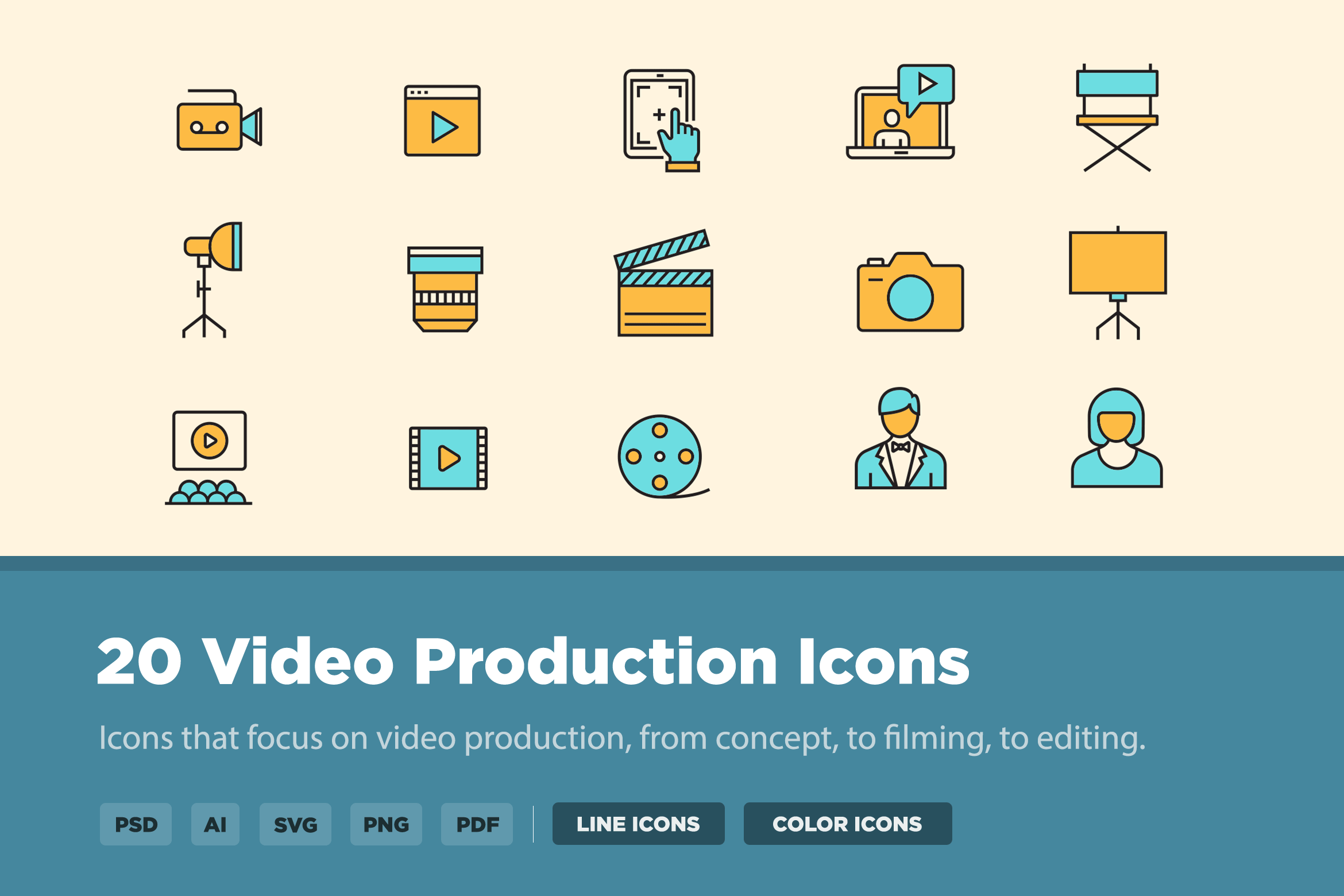 25 Video Production Icons, an Icon by Creative VIP | Creative Market