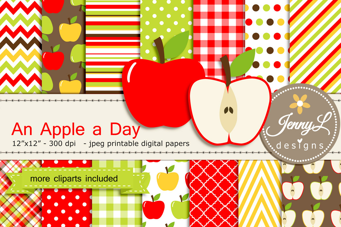 Apple Digital Paper and Clipart, a Pattern Graphic by JennyL Designs