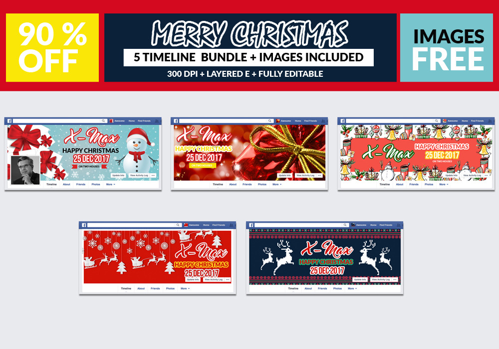 5 Christmas Timeline Bundle, a Templates & Theme by Psd Templates